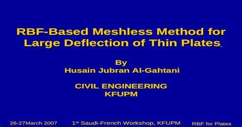 rbf based meshless method for large deflection of thin plates by [ppt powerpoint]