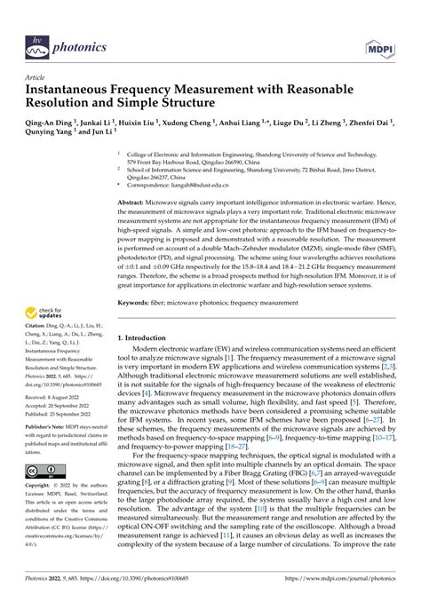 pdf instantaneous frequency measurement with reasonable resolution and simple structure