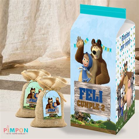 Kit Imprimible Textos Editables Masha Y El Oso Mod