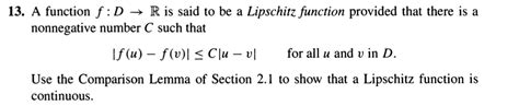 solved 13 a function f d → r is said to be a lipschitz