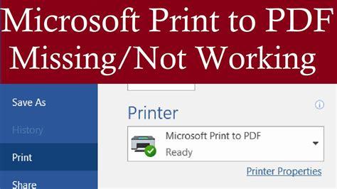 microsoft print to pdf missing in windows 11 windows print to pdf not working youtube