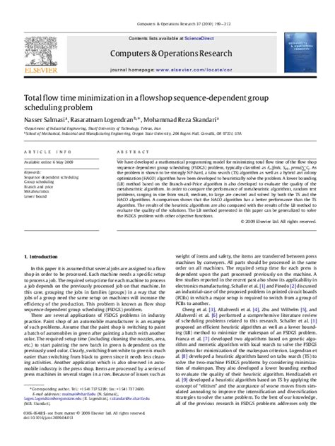 pdf total flow time minimization in a flowshop sequence dependent group scheduling problem