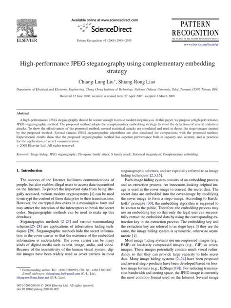 high performance jpeg steganography using complementary embedding strategy pdf pdf data
