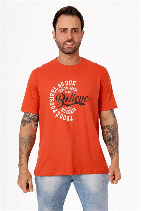 T Shirt Masculina Tudo E Possivel Ao Que Cre Em Jesus Cor Terra