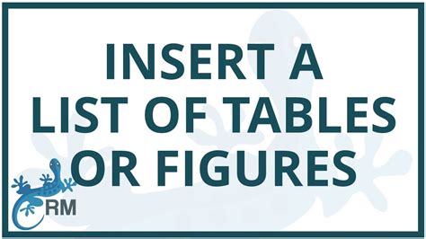 Word How To Insert A List Of Tables Or Figures Youtube