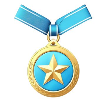 Medalla De Estrella De Oro Con Cinta Azul Png Dibujos Medalla Otorgar