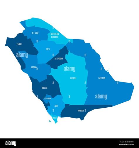 Arabia Saudita Mapa político de las divisiones administrativas