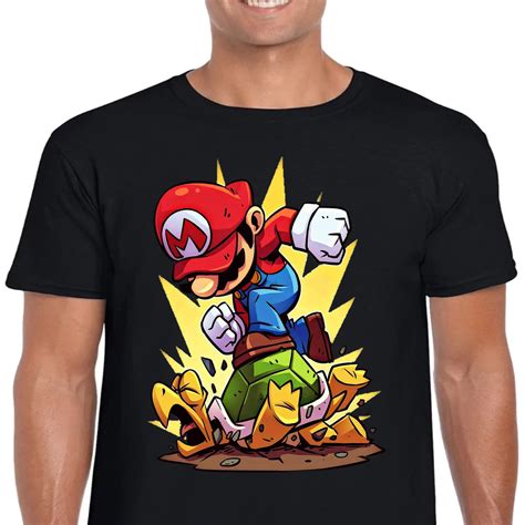 Super Mario Bros Koszulka Śmieszna M Czarna 3305 Inna marka Moda
