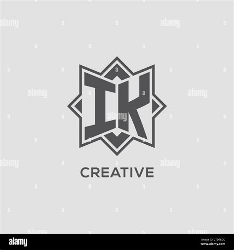 Monogram IK Logo With Eight Point Star Style Design Vector Graphic
