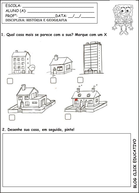 Atividade De Hist Ria E Geografia Moradias Clicks Educativos