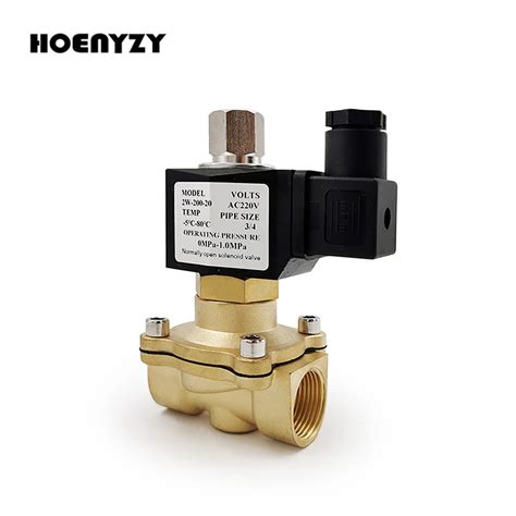 Válvula Solenoide eléctrica de latón normalmente abierta N O para agua