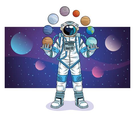 astronaute avec des planètes dans le caractère spatial 2526925