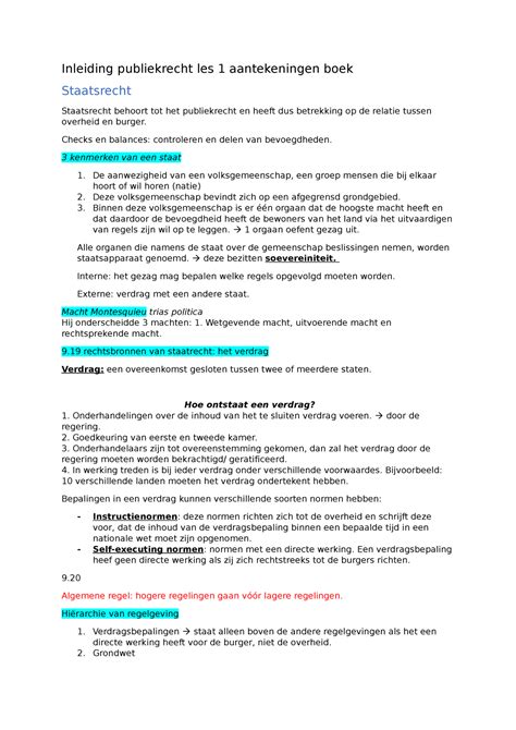 Inleiding Publiekrecht Aantekeningen Inleiding Publiekrecht Les 1