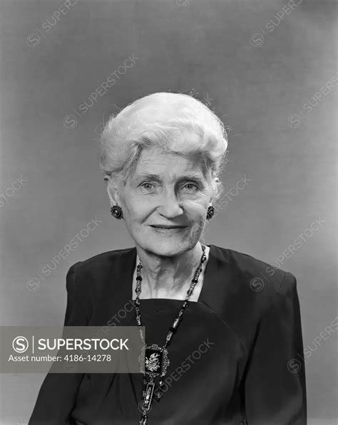 1950S Portrait Of Elderly White Haired Woman With Square Necked Black
