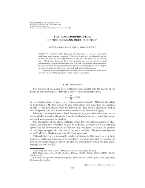 pdf the holomorphic flow of the riemann zeta function