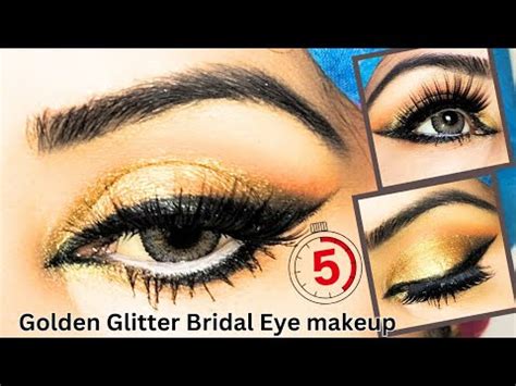 5 Minutes Golden Glitter Bridal Eye Makeup Tutorial Classic Golden