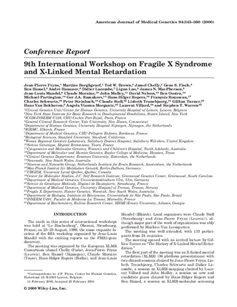 pdf 9th international workshop on fragile x syndrome and x linked mental retardation jean