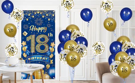 Rumia Geburtstagsdeko Navy Blau Gold Banner Mit Luftballon
