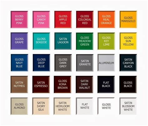 Metallic Spray Paint Color Chart