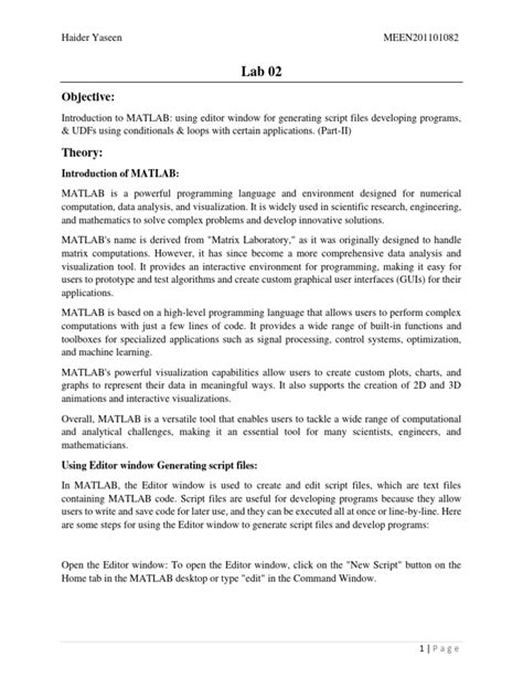 lab 02 matlab pdf matlab computer programming