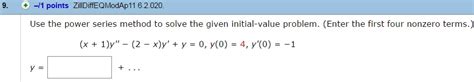 solved use the power series method to solve the given