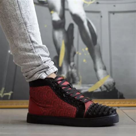 Tenis Suela Roja Picos Botin Unisex Rojos Con Negro Meses Sin Intereses