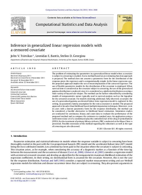 pdf inference in generalized linear regression models with a censored covariate leonidas