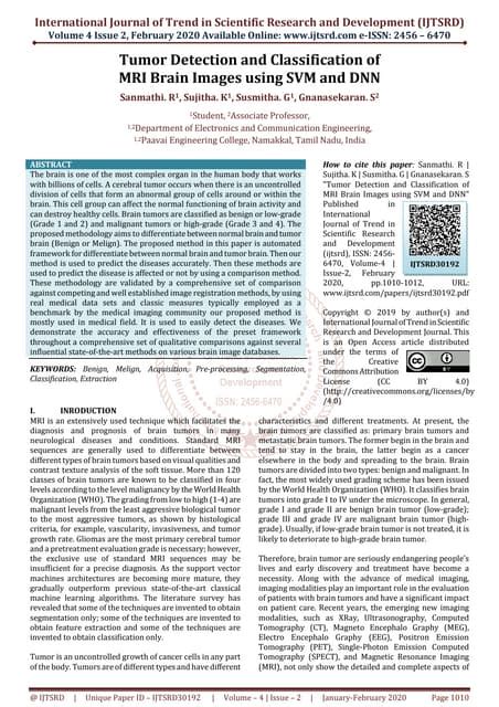 tumor detection and classification of mri brain images using svm and dnn pdf