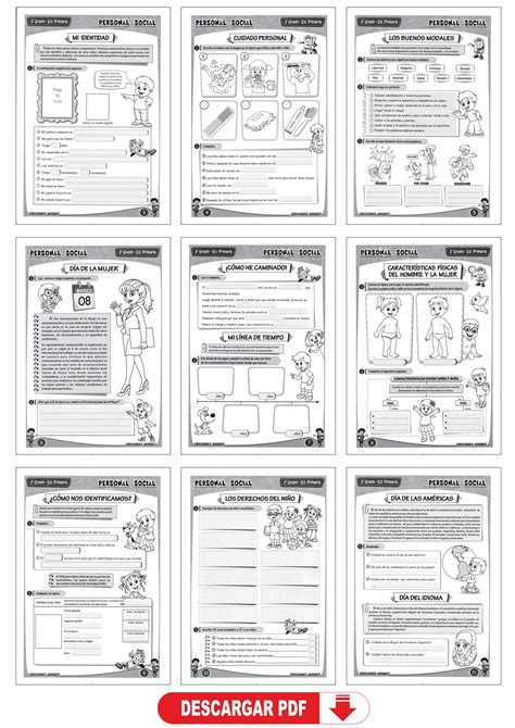 Actividades de Personal Social 2º grado cuaderno de trabajo I PARTE