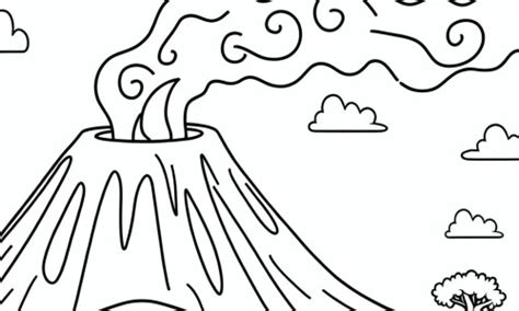 Coloriage d un volcan en éruption à Télécharger ou à Imprimer gratuitement