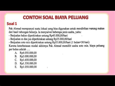 Contoh Soal Biaya Peluang Dan Cara Menghitung Youtube
