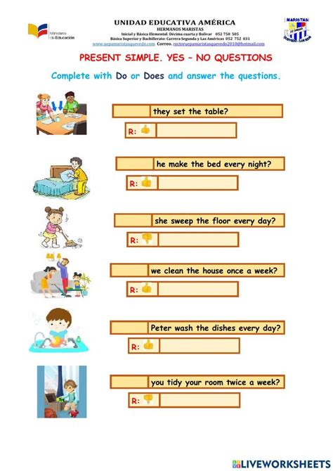 Present Simple Yes No Questions Worksheet Yes Or No Questions