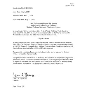 Fillable Online Epa Ohio Ohio Epa To Discharge From The City Of