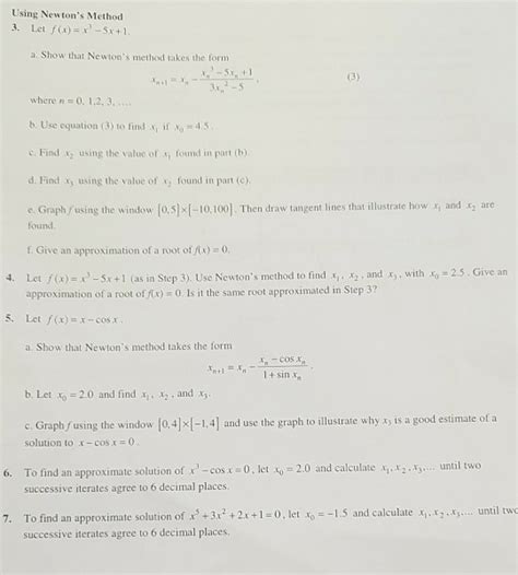 Solved Using Newton S Method 3 Let F X X3 5x 1 A Show Chegg