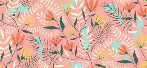 Premium Vector Birds And Flowers Seamless Pattern