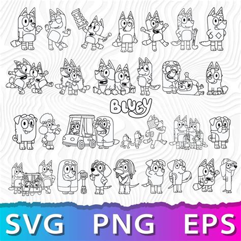 Bluey Outline SVG Cricut Bluey SVG Bluey Birthday PNG Blu Inspire
