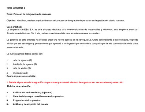 Tarea Virtual 3 Gestion De Talento Humano Tarea Virtual No Tema