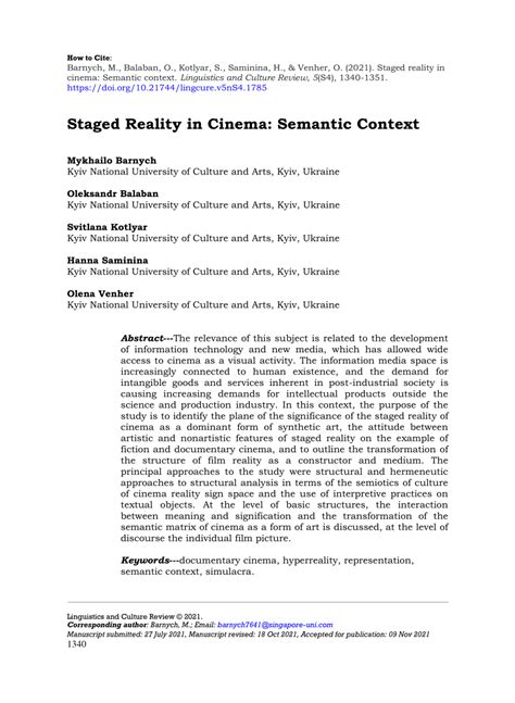 pdf staged reality in cinema semantic context
