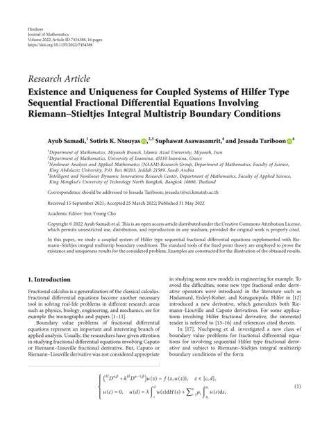 pdf existence and uniqueness for coupled systems of hilfer type sequential fractional