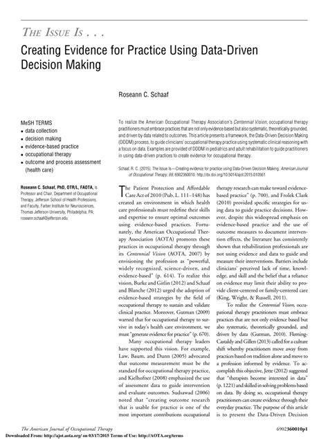 pdf creating evidence for practice using data driven decision making