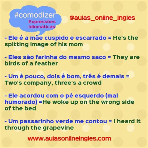 Expressões idiomáticas em inglês Aprender inglês Inglês Dicas de ensino