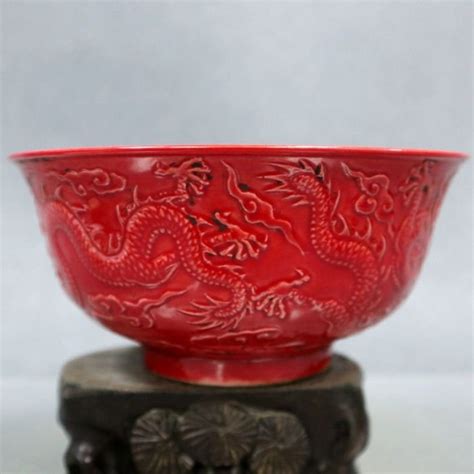 Chinese Ancient Jingdezhen Ceramic Bowl Hand Painted Red Glaze Etsy