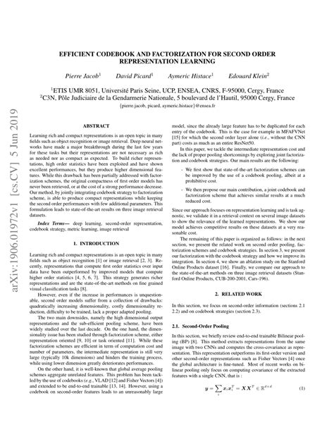 pdf efficient codebook and factorization for second order representation learning