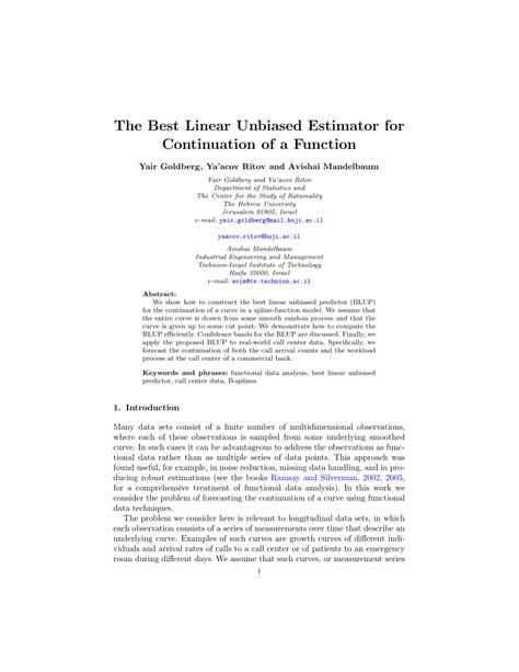 pdf the best linear unbiased estimator for continuation of a function