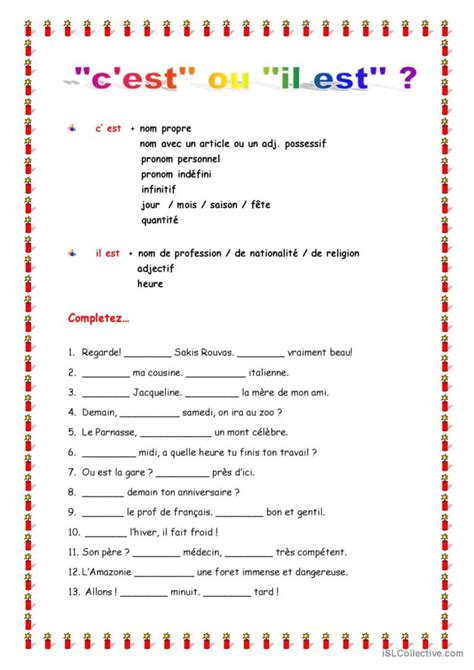 c est ou il est pratique de la gram Français FLE fiches pedagogiques