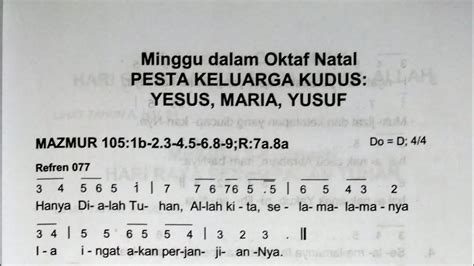 Mazmur Tanggapan Edisi Baru Minggu 31 Desember 2023 Pesta Keluarga
