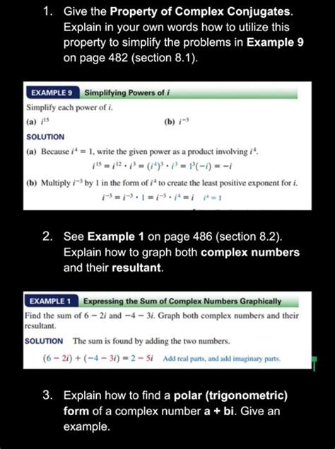 solved 1 give the property of complex conjugates explain
