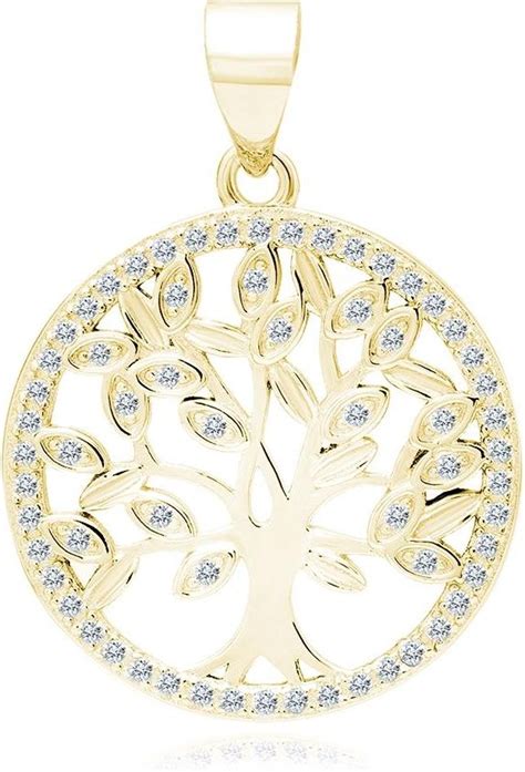 Valerio Pl Elegancki pozłacany srebrny wisiorek drzewo życia tree of