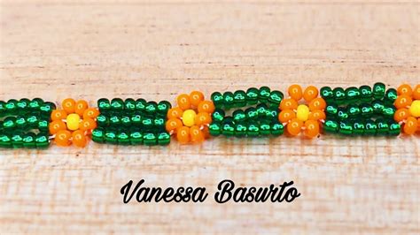 PULSERA DE CHAQUIRAS MOSTACILLAS EN FORMA DE FLOR FACIL DE REALIZAR