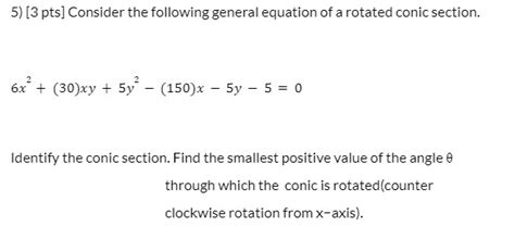 solved 5 [3 pts] consider the following general equation of